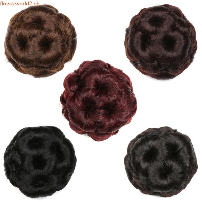 flowerworld2 Hair Bun Extensions Curly Wavy Hair Pieces Hair Scrunchies ...