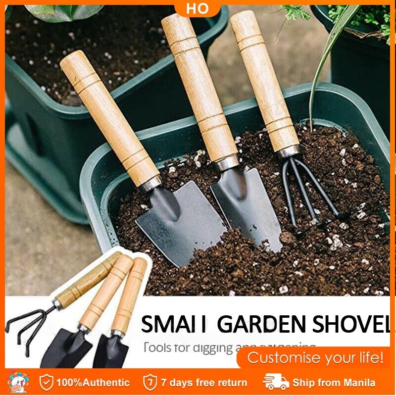 Mini 3-piece Shovel Rake Shovel Outdoor Tool Set Wooden Handle for ...