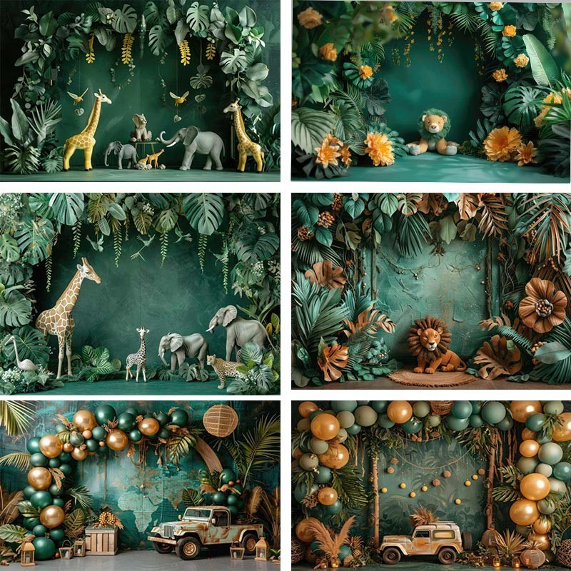 Wild Animals Backdrop For Baby Shower New Born Cake Smash Boy Girl ...