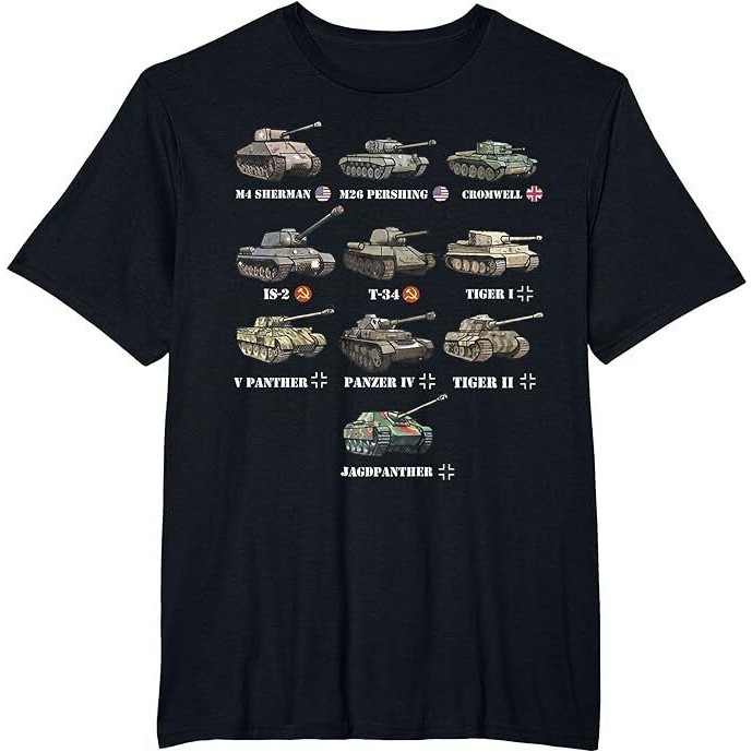 Ww2 Tanks M4 Sherman Panzer Iv Tiger Ii T-34 T-Shirt | Shopee Philippines