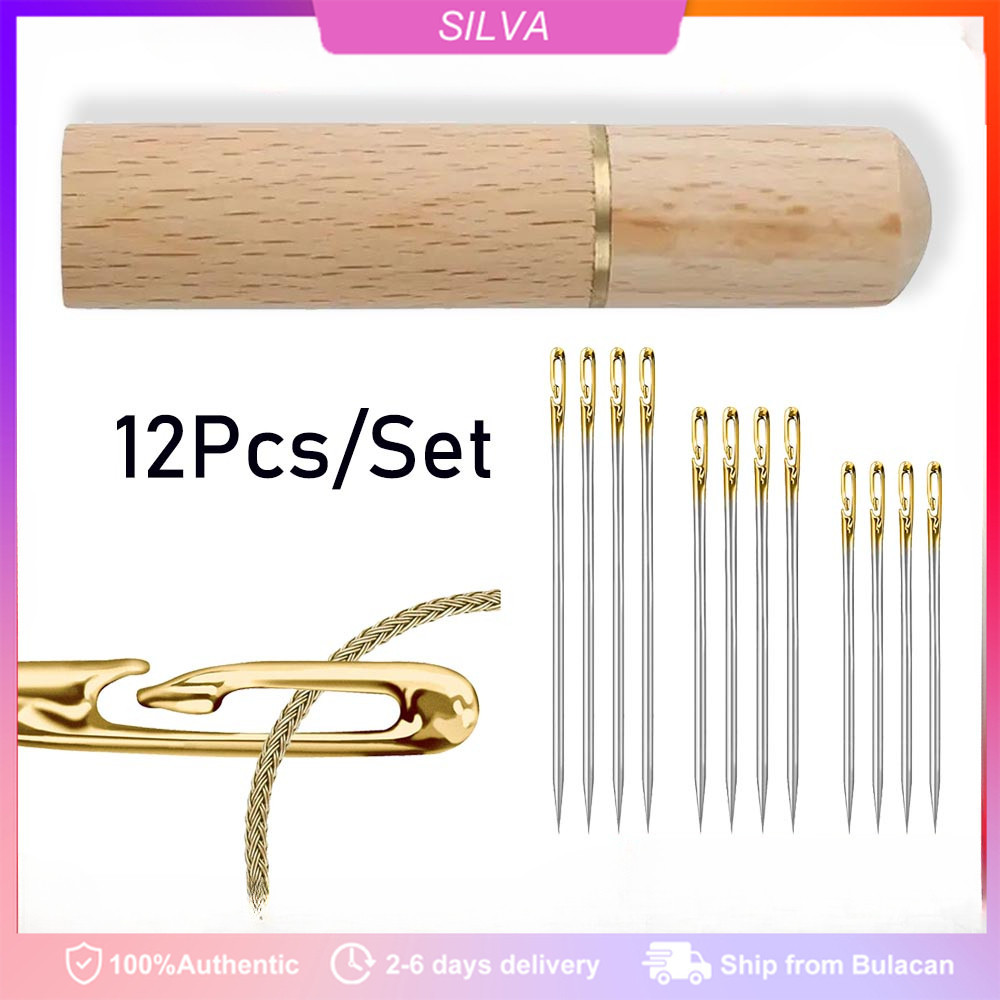 12Pcs/Set Side-Open Simple Elderly Blind Needle Self-Threading Sewing ...