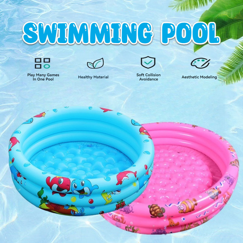 90CM Baby Inflatable Swimming Pool Cartoon Kids Round Inflatable Pool ...