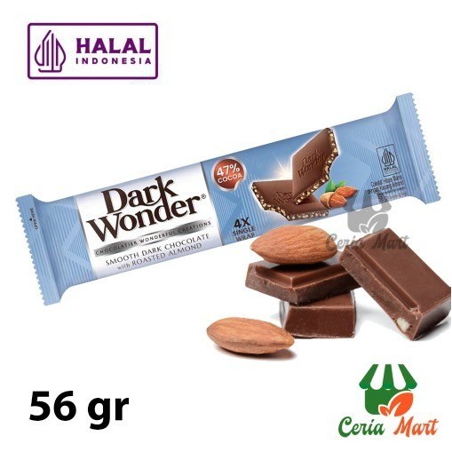 Dark Wonder Chocolate 56 gr Fine Chocolate Quality Almond Pack contains ...