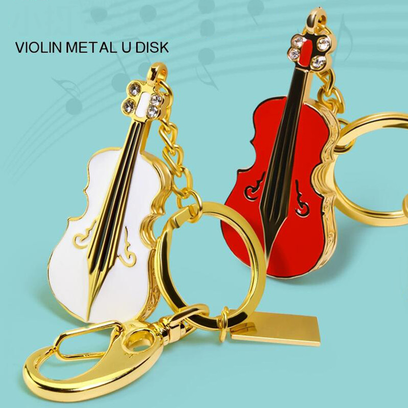 Creative violin music U disk, exquisite metal violin U disk, crystal ...