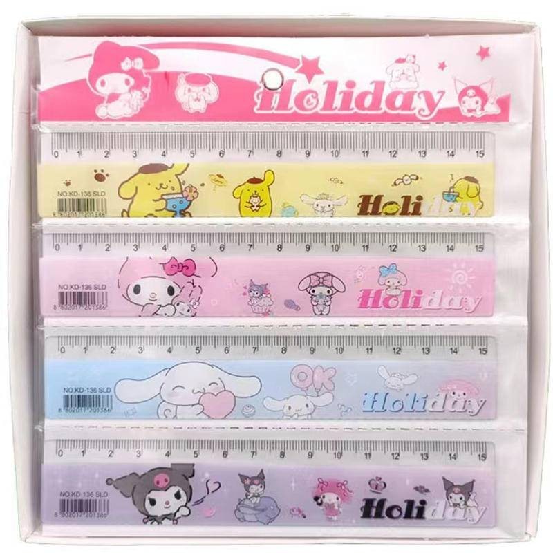 4Pcs/Pack Sanrio Ruler Anime Cinnamoroll kuromi Mymelody Pom Pom Purin ...