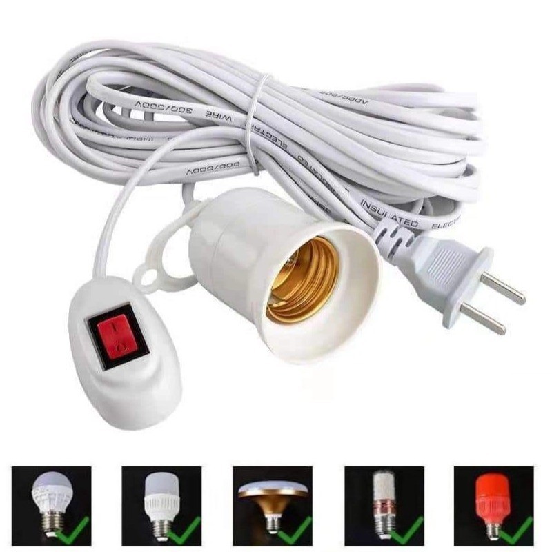 3m Light Bulb Extension Socket Lamp Bulb Holder with Switch LED Light ...