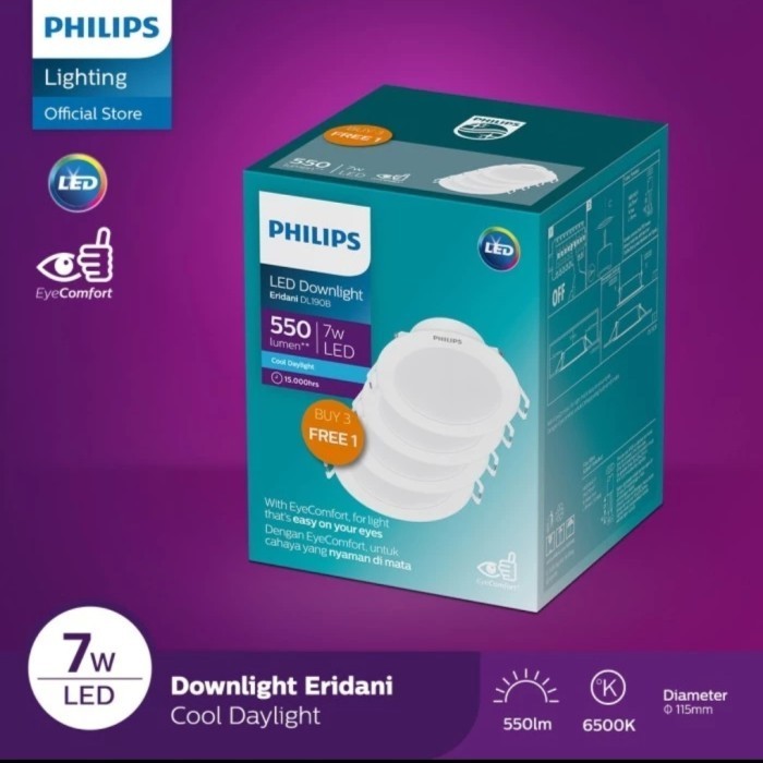Philips Eridani 7 Watt DL190B Multipack Pack 7W Led Downlight | Shopee Philippines