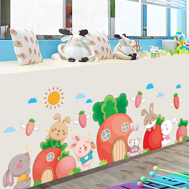 [Wall Decorative Stickers]Cartoon Animal 61 Kindergarten Wall Decorations Environment Creation ...