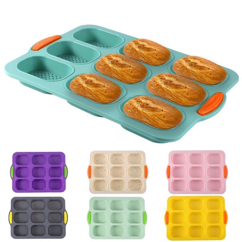 9 Hole Silicone Elliptical Stick Cake Mold High-temperature Resistant ...