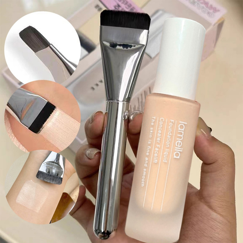 Lasting Face Matte Liquid Foundation with Brush Set Ultra-thin Base Makeup Moisturizing Oil ...