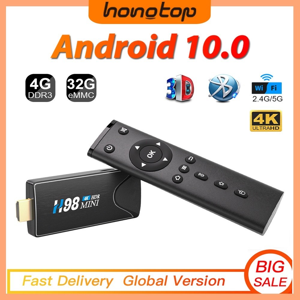 RQ`HONGTOP Smart Android TV Stick 2.4&5G Dual-wifi Voice Assistant BT ...