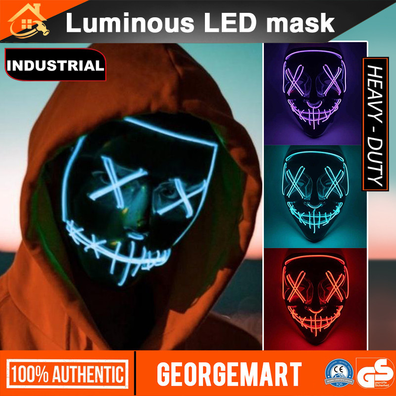 Cosplay the Up Wire Purge Mask Costume Halloween Light Scary Led ...