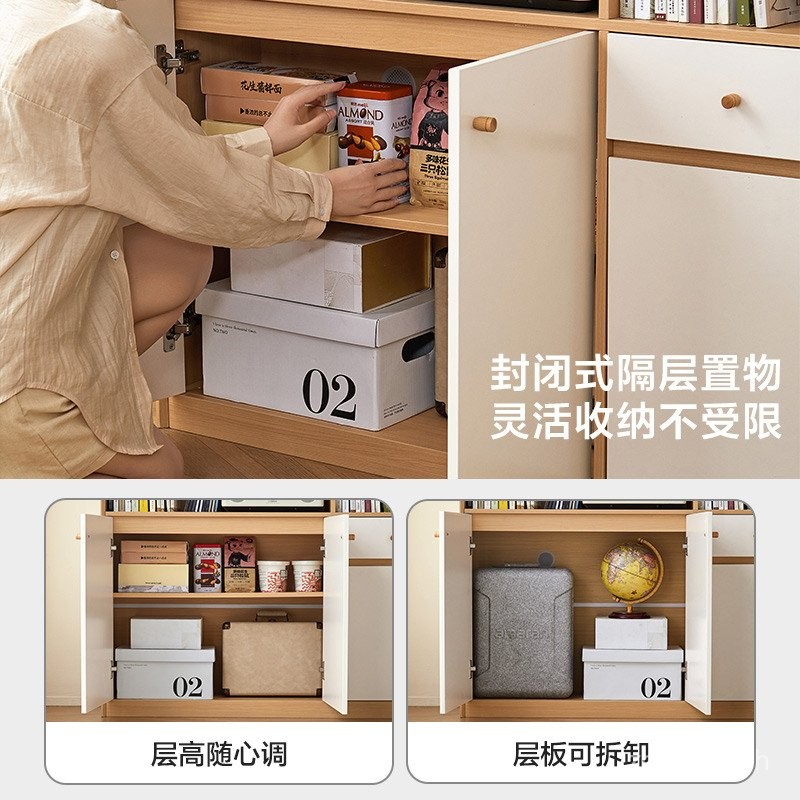 Lin's Home Floor Bookshelf Storage Cabinet Bookshelf Integrated Wall ...