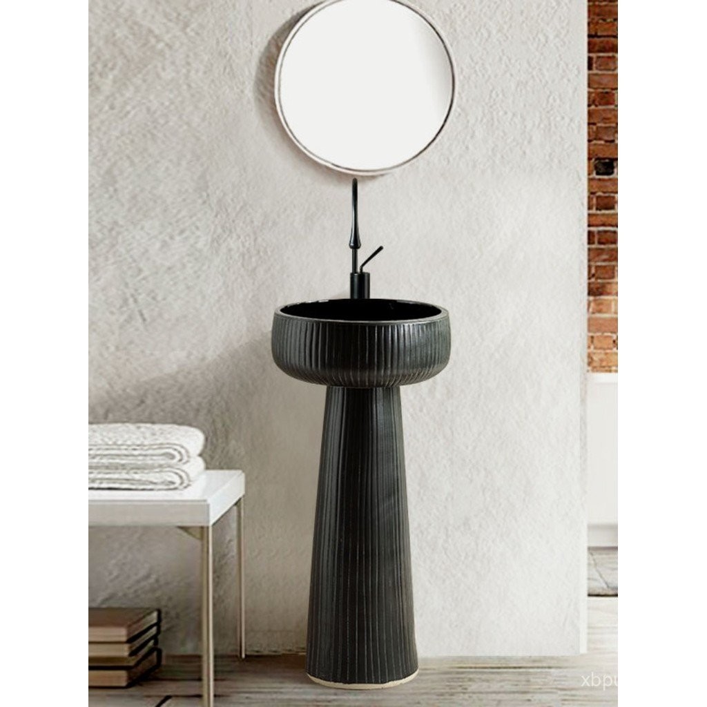 Black Pedestal Basin Bathroom Pedestal Wash Basin Balcony Sink Garden ...
