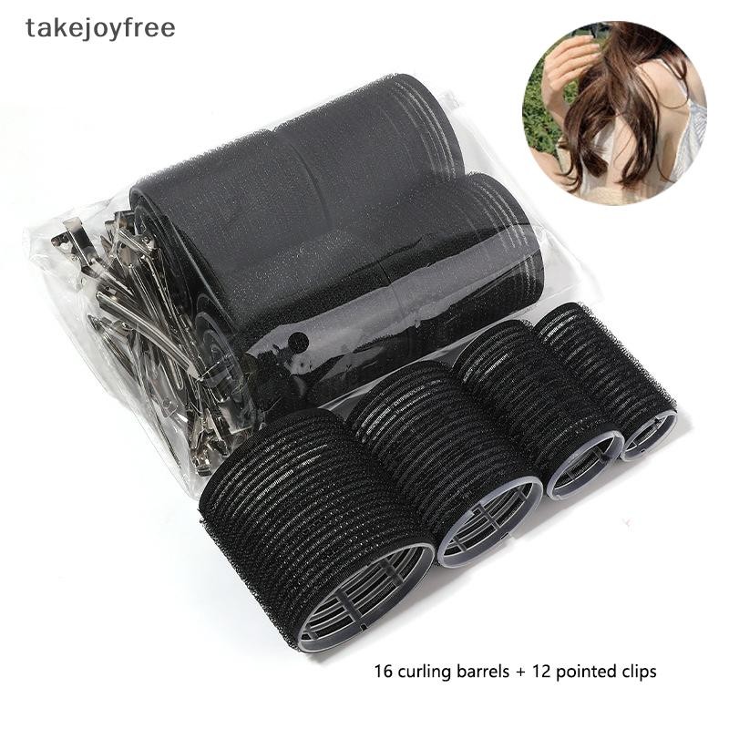 [takejoyfree] 16pcs/set Black Self-Grip Hair Rollers With Clips ...