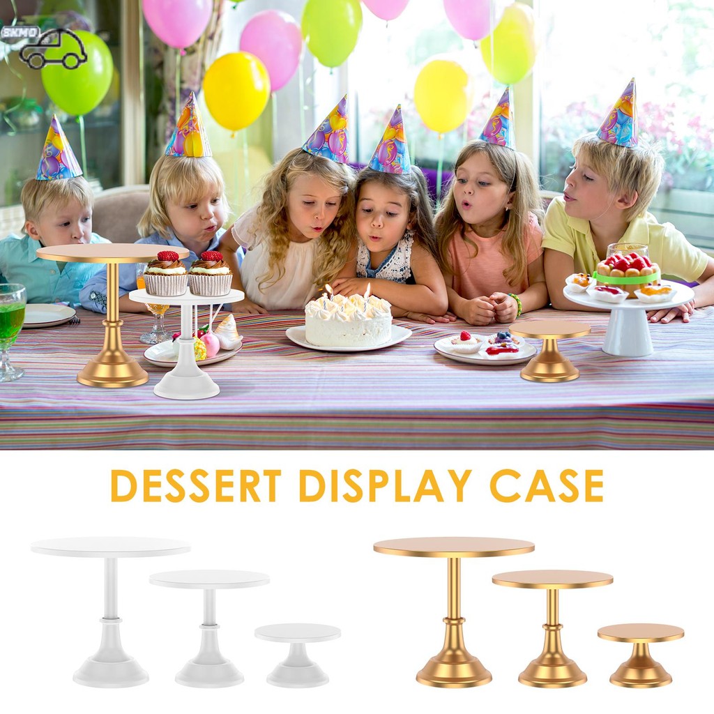 3Pcs Cake Stand 3 Sizes Cake Display Stand Smooth Metal Cake Display ...