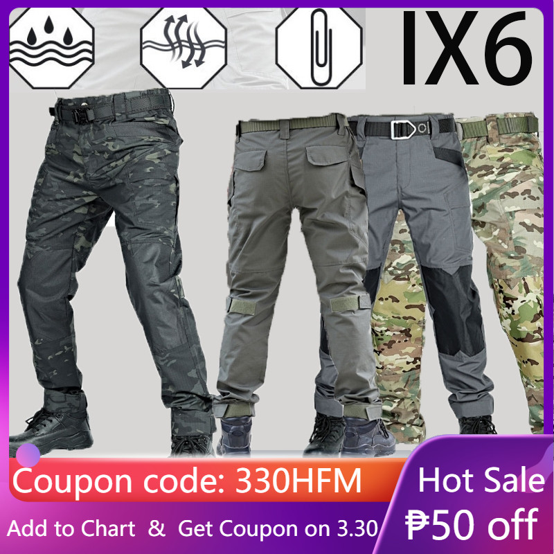 IX6 Men Cargo Pants 6 Pocket Overalls Trousers COD Mens Multi-pocket ...