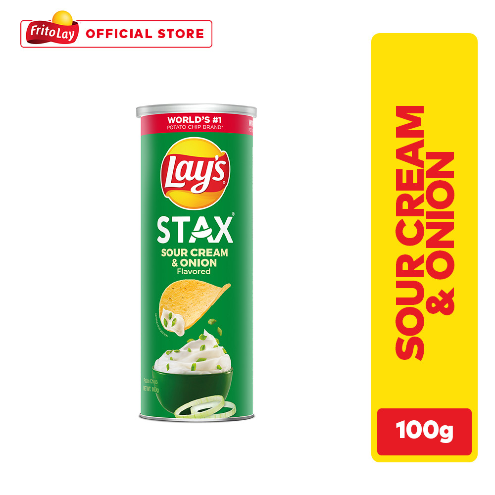 Lay's Stax Sour Cream & Onion Potato Chips 100g | Shopee Philippines