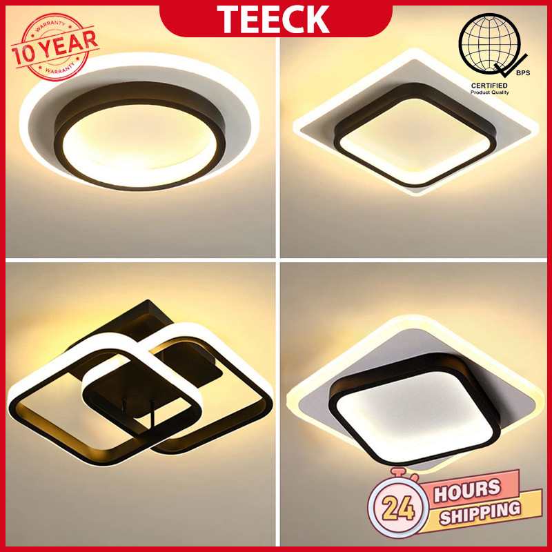 TEECK LED Ceiling Light Tricolor Chandelier Modern Nordic Square Lights ...