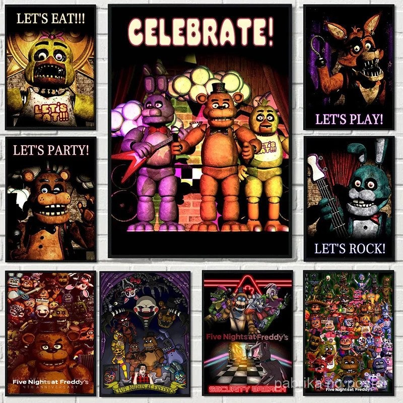 FNAF Horror Game Ultimate Group Characters Poster Canvas Painting HD ...