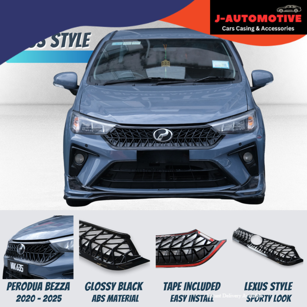Perodua Bezza FL 2020 - 2025 Front Grille Cover Glossy Black LEXUS ...