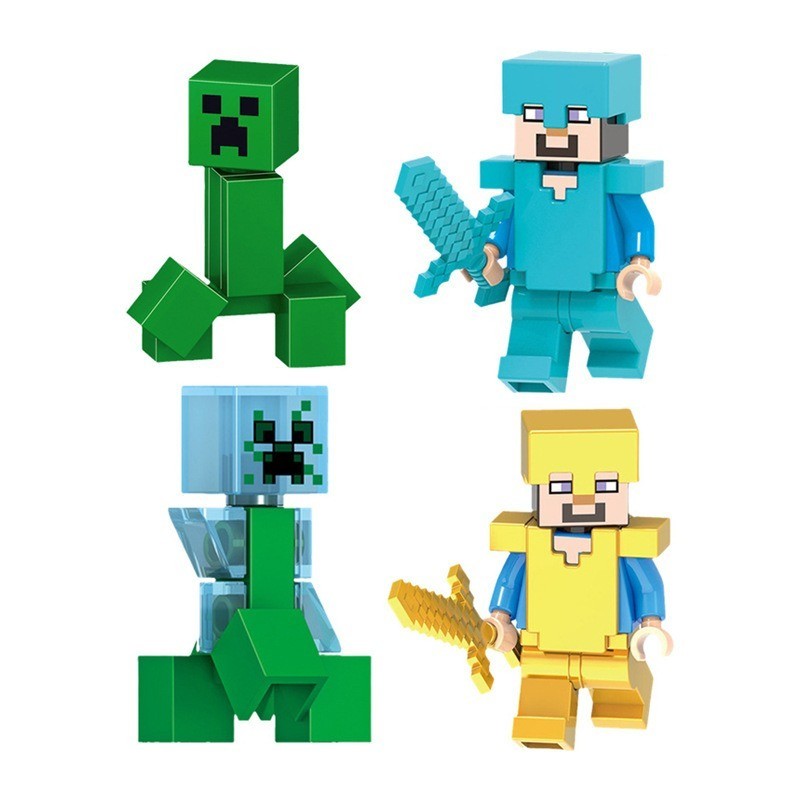 4pcs / Lot DIY Minecraft Theme Small Building Blocks Figure Finger Toy ...