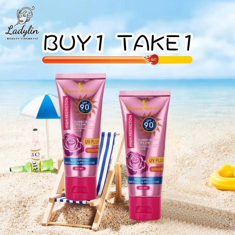 Ladylin BUY 1 TAKE 1 Sunscreen Dream world sunscreen cream spf 90+ high protection UV PLUS 60ml ...