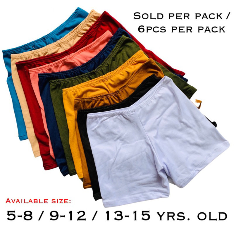 Colored 6pcs Plain Quality Cycling shorts for kids mini inner shorts ...