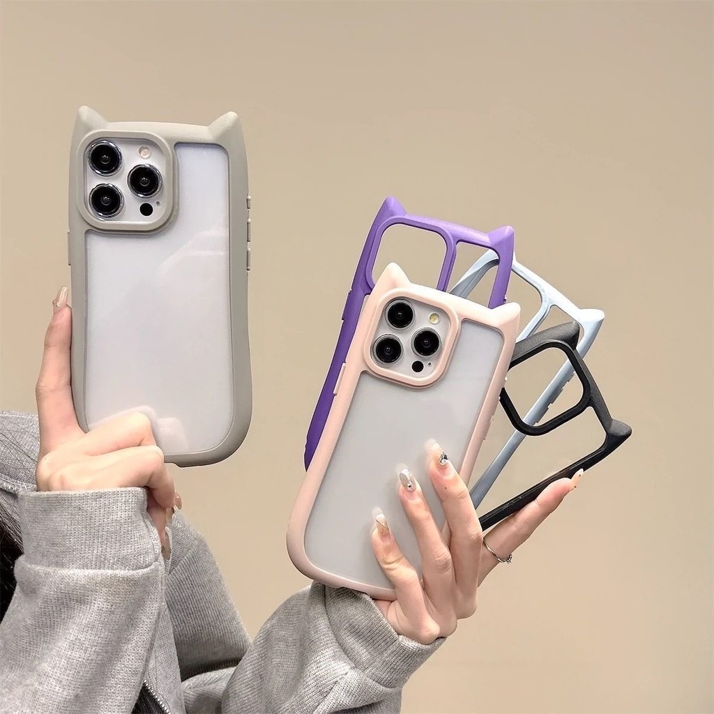 High-Quality Soft Silicone Transparent Cute Cat's Ears Shape Phone Case ...
