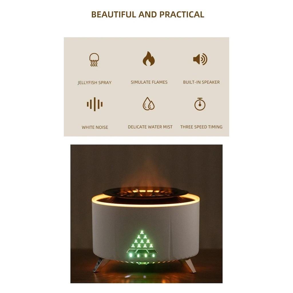 Flame Air Humidifier Jellyfish Electric Aroma Diffuser Lava Volcano ...