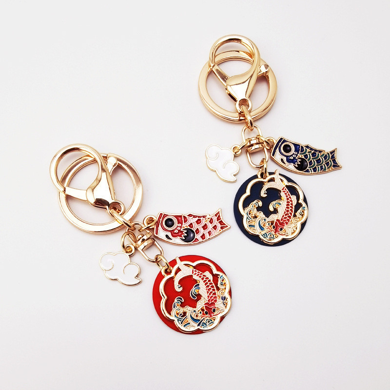 Lucky Fortune Koi Fish Cloud Keychain New Year Red Chinese Style ...