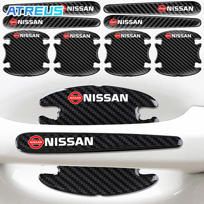 4/8Pcs Nissan Car Door Handle Protector Carbon Fiber Texture Car Door ...