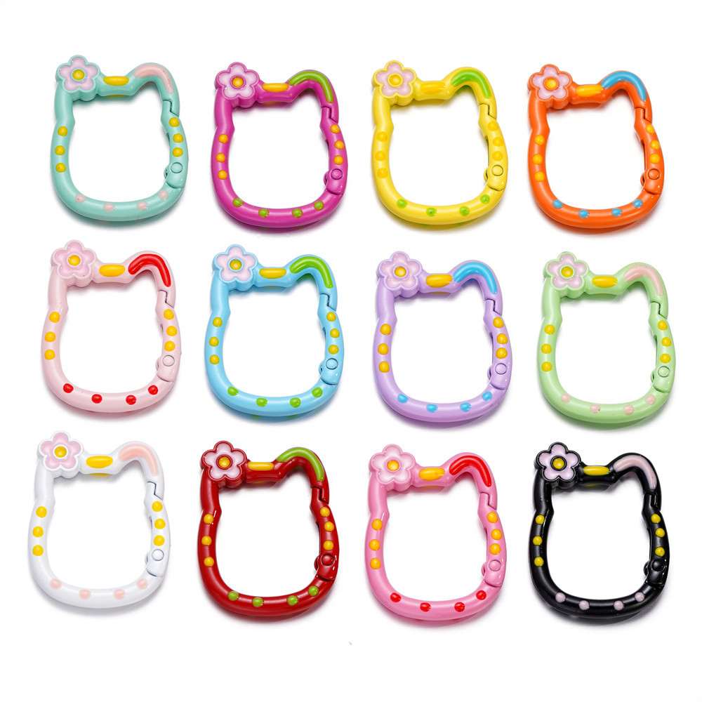 St. kunkka 1-5Pcs Alloy Spring Buckle Cute Kitten Keychain for DIY ...