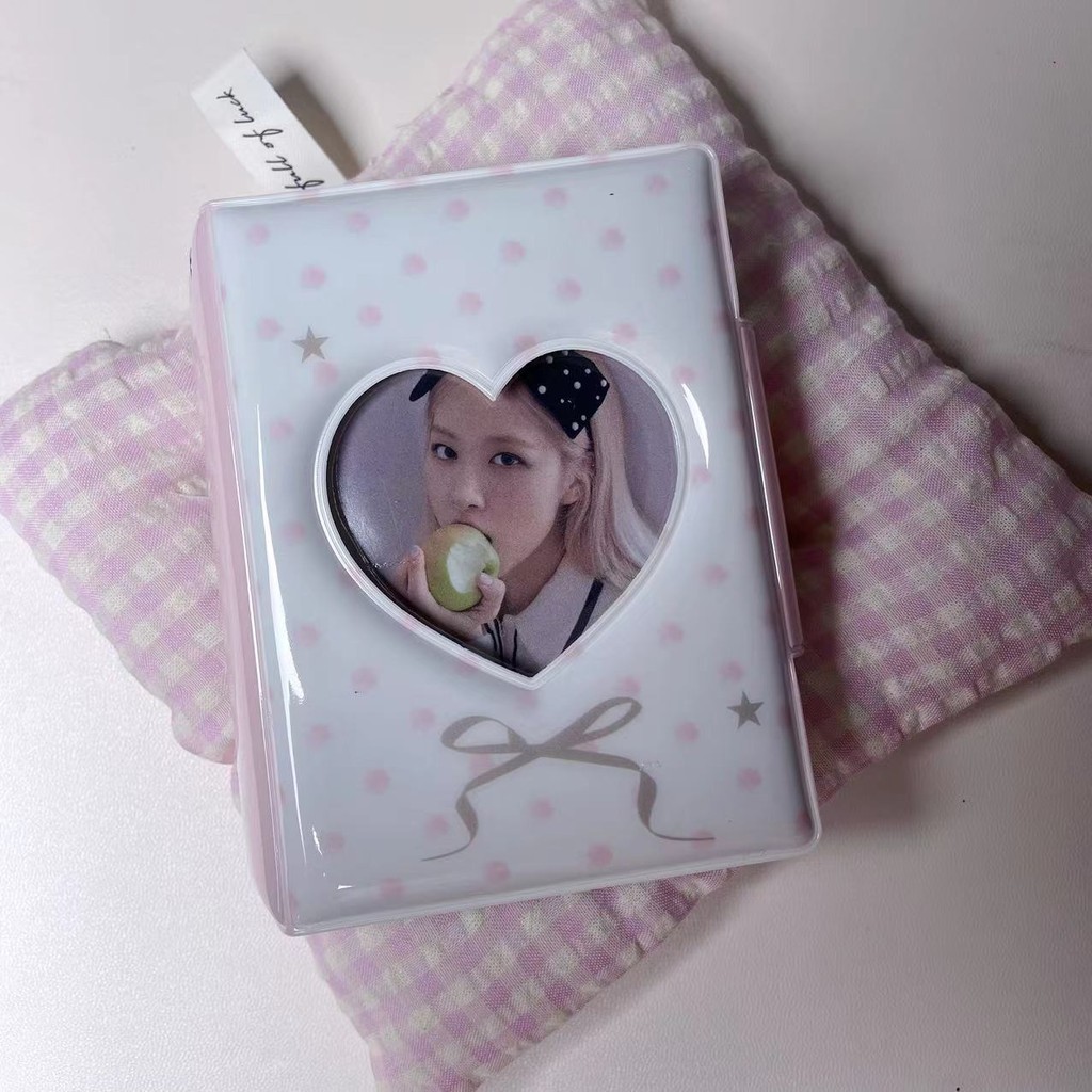 Ins Pink and White Lace Bow 3 Inch Photo Album Idol Small Card Card ...