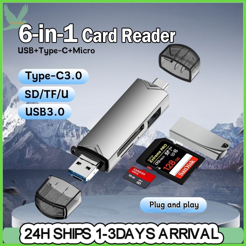 6 in 1 Type C USB 3.0 OTG Card Reader SD TF High Speed Memory Card ...