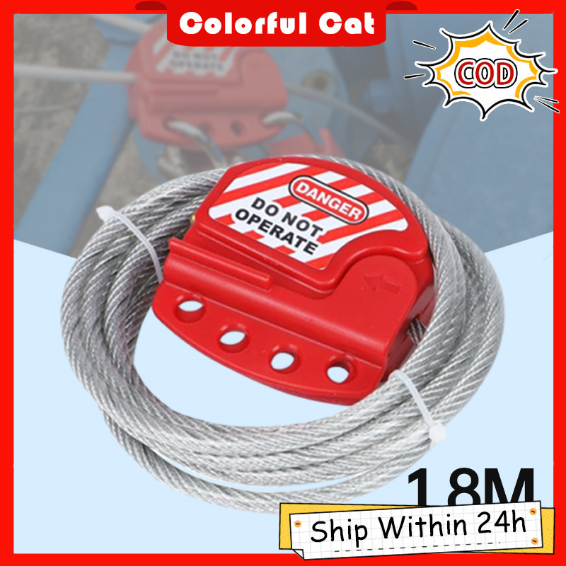 1.8 Meter Adjustable Lockout Tagout Cable Lock PVC Coating Lock Out Tag ...