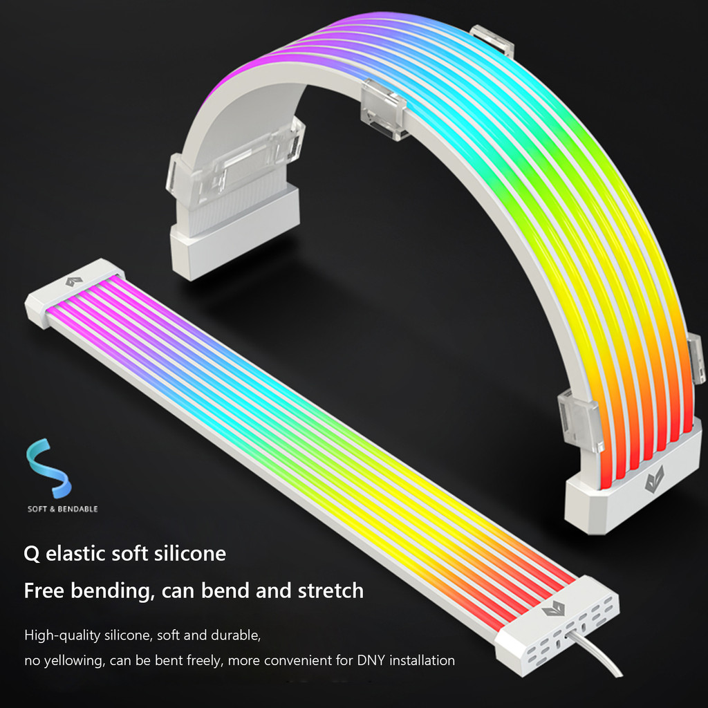 ATX 24Pin 90 Degree Power Plug Adapter 9 LED ARGB Power Mainboard ...