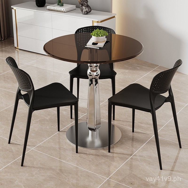 Tempered Glass Dining Table Glass Round Table Meeting Table Chair Set ...