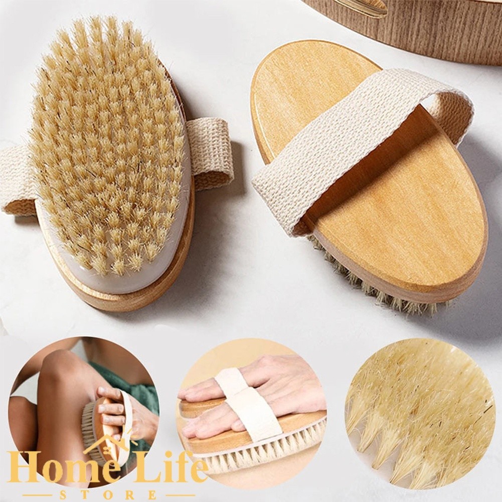 HL Brush Bathing Brush Dry Skin Body Soft Natural Bristle Without ...