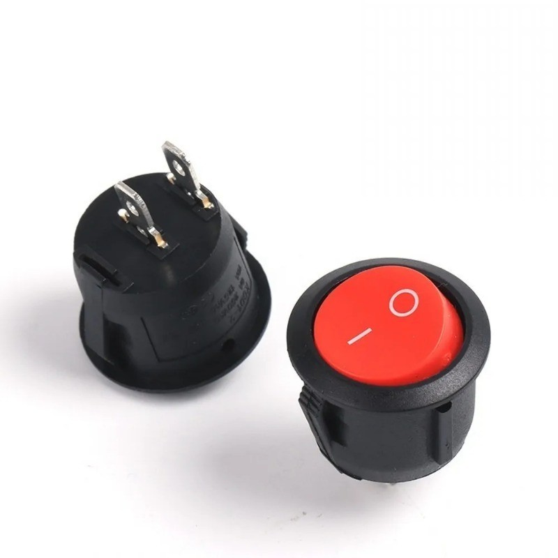 20mm Diameter Round Rocker Switches Black Mini Round 2 Pin ON-OFF ...
