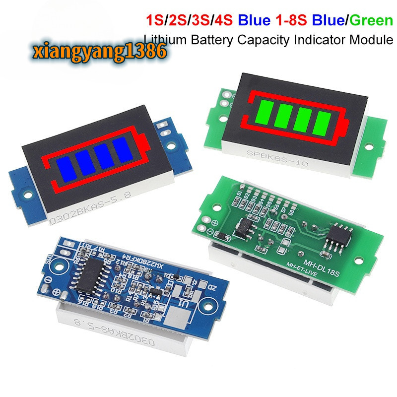 1-8S 1S/2S/3S/4S Single 3.7V Lithium Battery Capacity Indicator Module ...