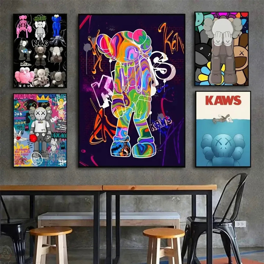 Cartoon A-kaws Canvas Painting Poster Art Wall Murals Decor Game Room ...