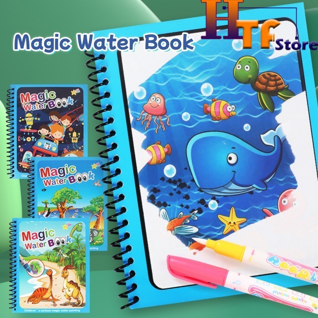 Kids Magic Water Book Colouring With Water Pen Children Drawing ...