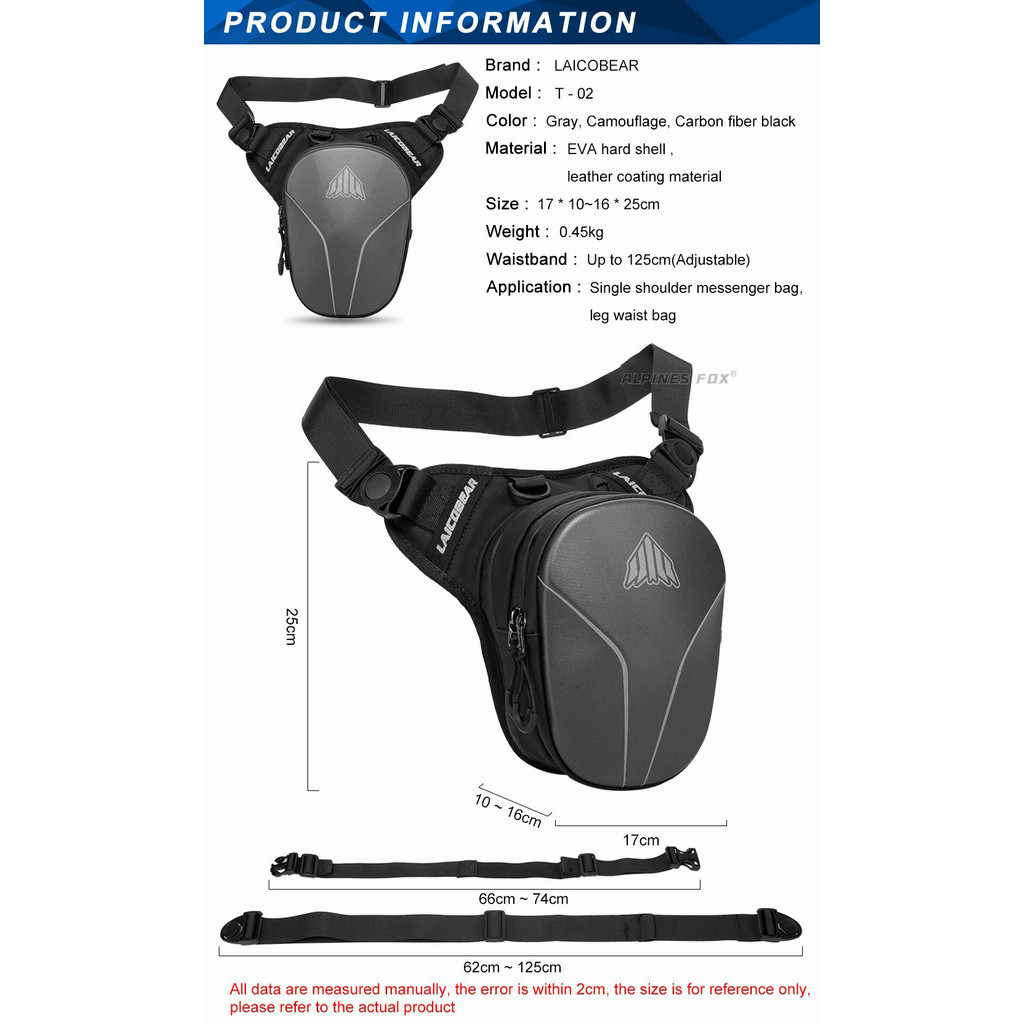 Waterproof Motorcycle Drop Leg bag Outdoor Riding Magnetic hard shell ...