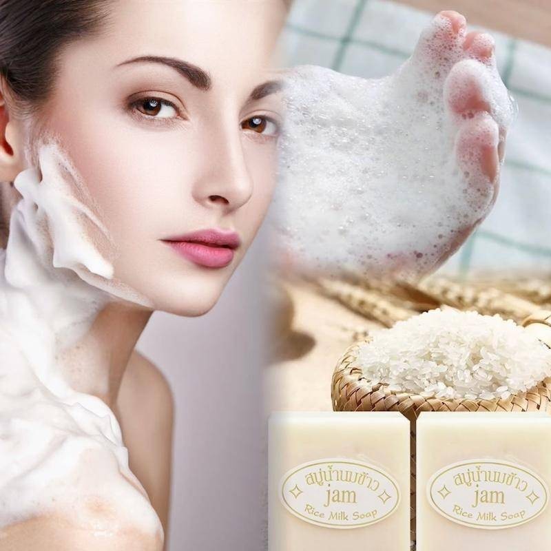 Thai handmade rice milk soap whitening skin supplement collagen vitamin ...