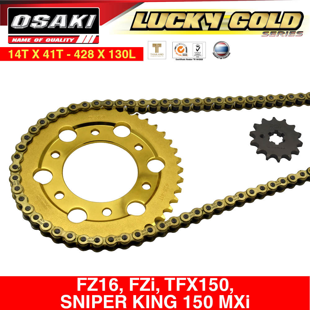 FZ16, FZi, Sniper 150 MXi, Sniper 155 Osaki Lucky Gold Chain & Sprocket ...