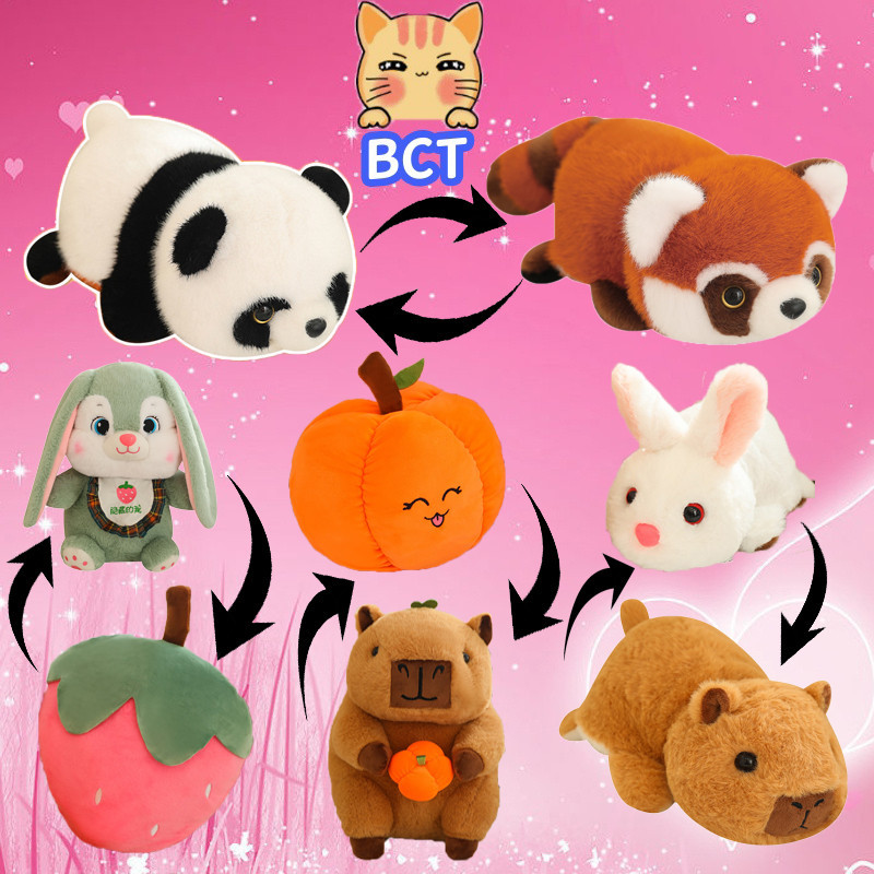 BCT Red Panda Plushie Double Sided Flip Panda 2 in 1 Panda and Fox ...