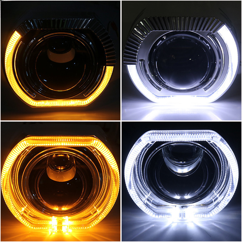 2PCS 2.5 3.0inch BM-W LED Sport Silvery Shrouds Square Guide Angel Eyes ...