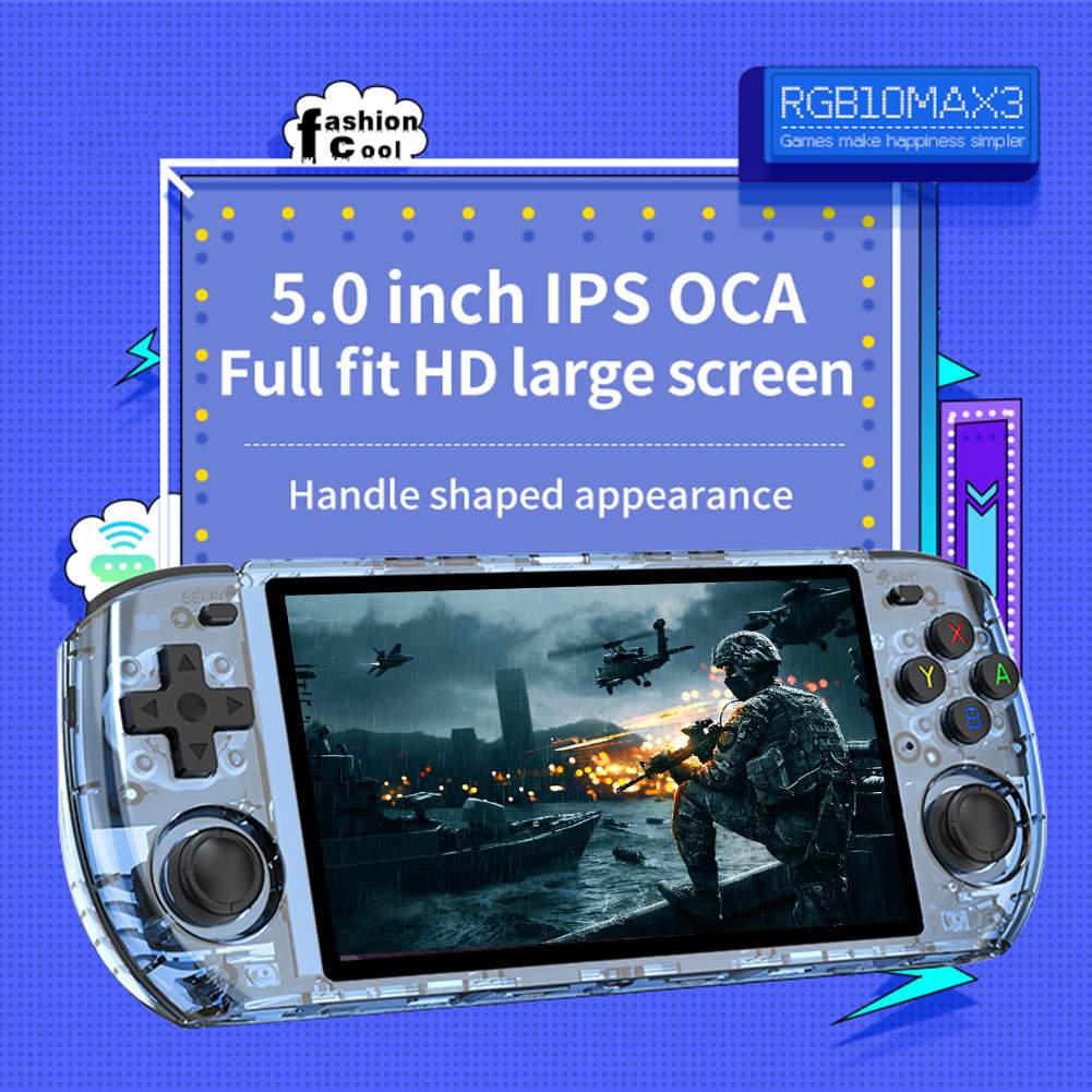 RGB10 MAX3 Handheld Game Console 5.0 Inch IPS Screen Retro Video Game Console | Shopee Philippines
