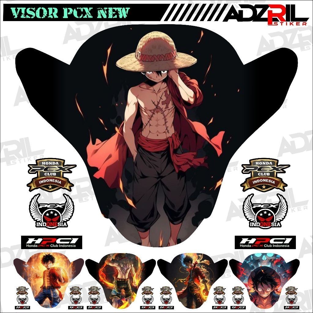 Honda PCX 160 NEW PIEACE LUFFY CHARACTER Winshield visor sticker (029 ...